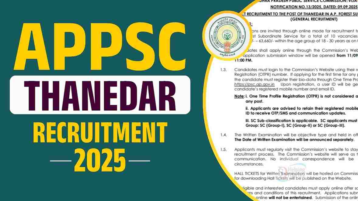 APPSC Thanedar Recruitment 2025: Notification Out Apply Now - DS ...