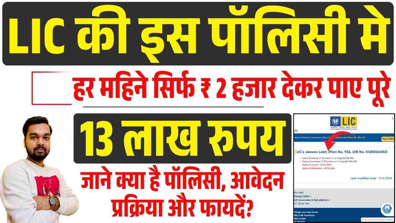 LIC Jeevan Labh Policy 2025: LIC की इस पॉलिसी मे हर महिने सिर्फ ₹ 2 ...