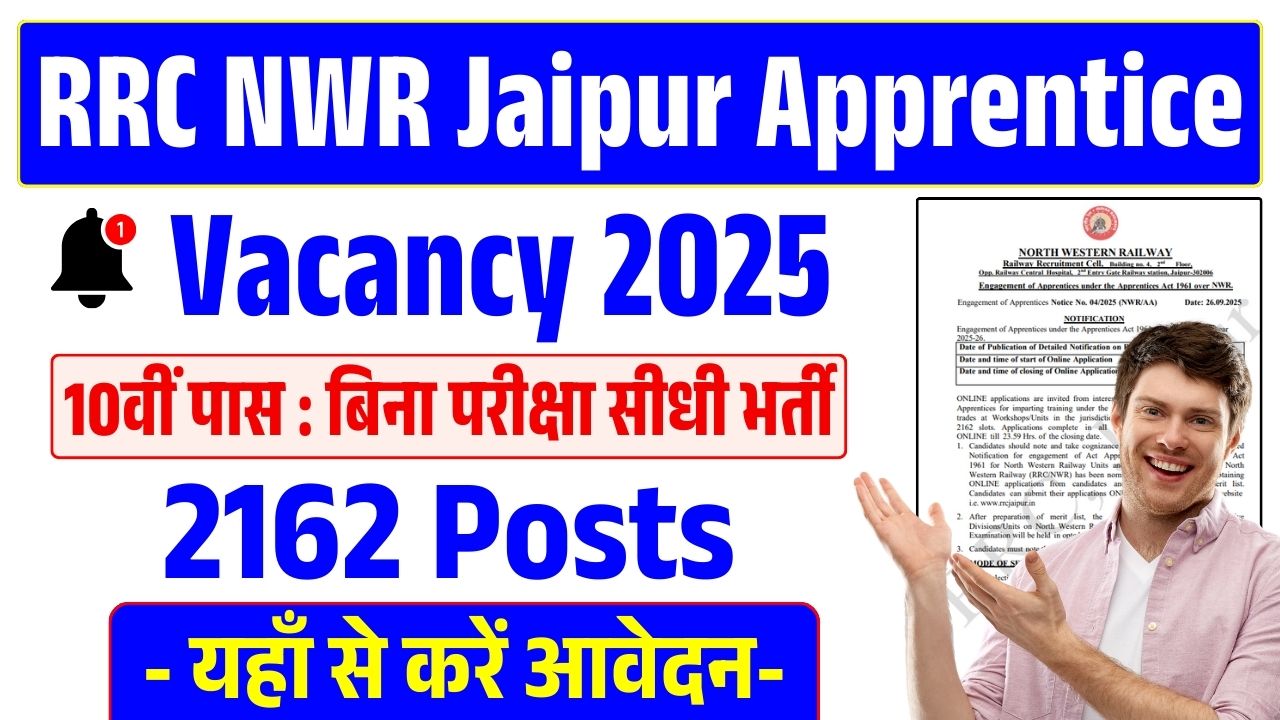 RRC NWR Jaipur Apprentice Vacancy 2025: 10वीं पास RRC NWR Jaipur ने निकाली बिना परीक्षा ...