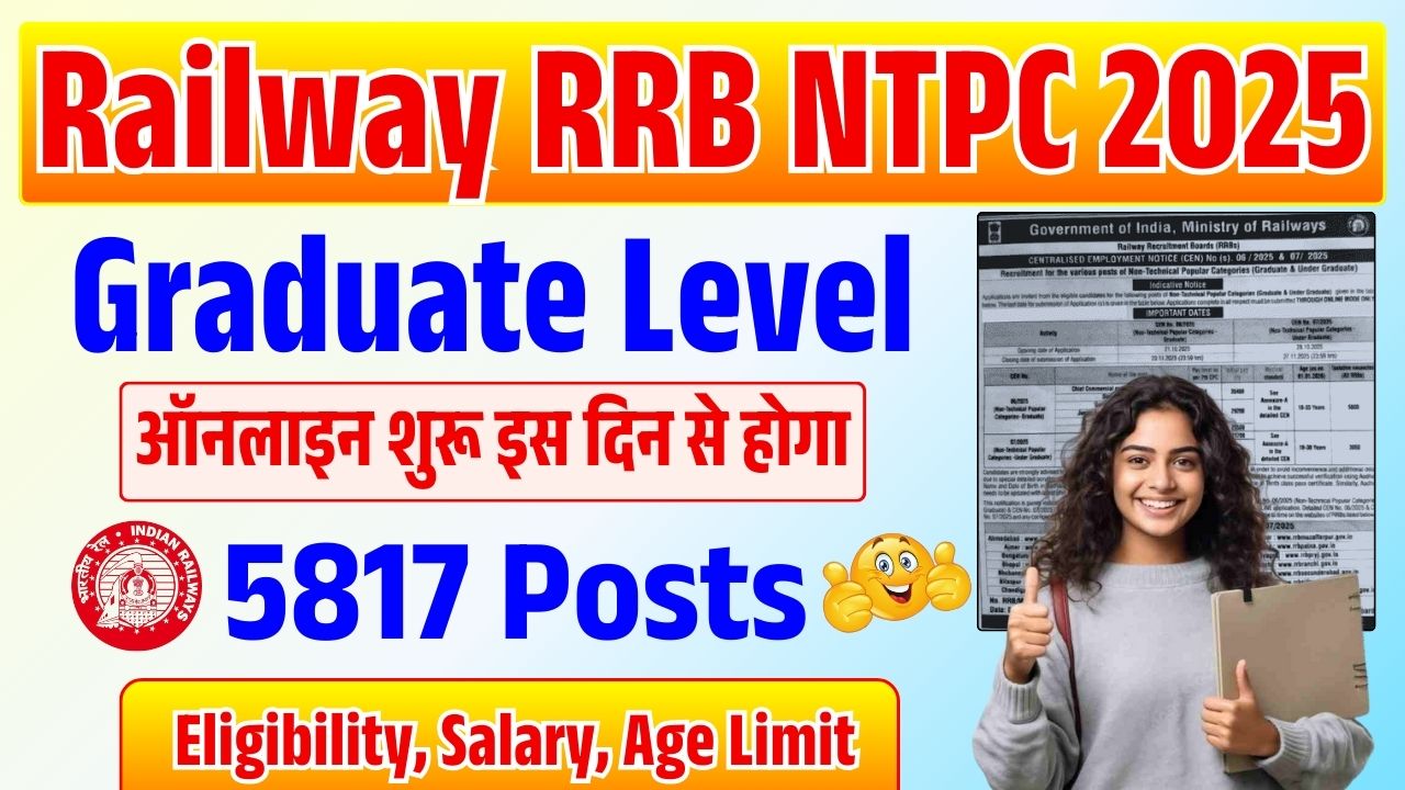Railway RRB NTPC Graduate Level Recruitment 2025: 5,800+ पदों पर आरआबी ...
