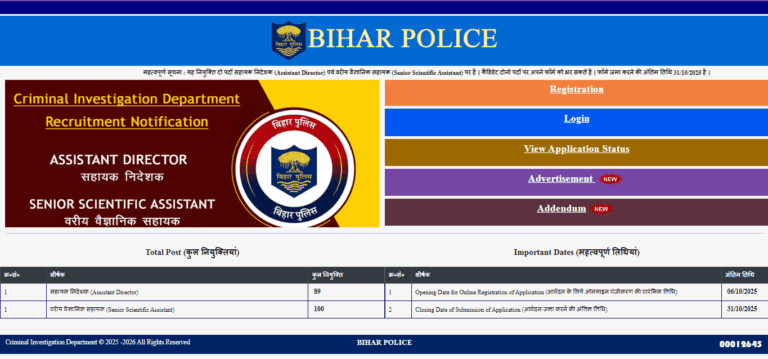 Bihar Police CID Vacancy 2025: Apply Online For 189 Posts, Check ...