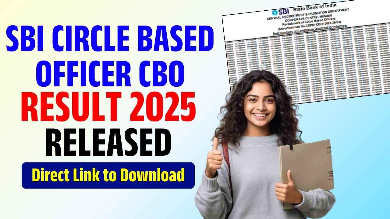 SBI Circle Based Officer CBO Result 2025: - DS Helping Forever