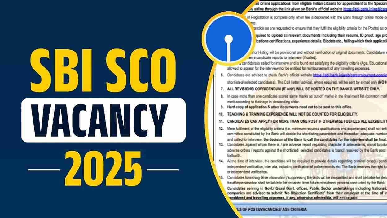 SBI SCO Vacancy 2025: Apply Online For 103 Vacancie, Check Eligibility ...
