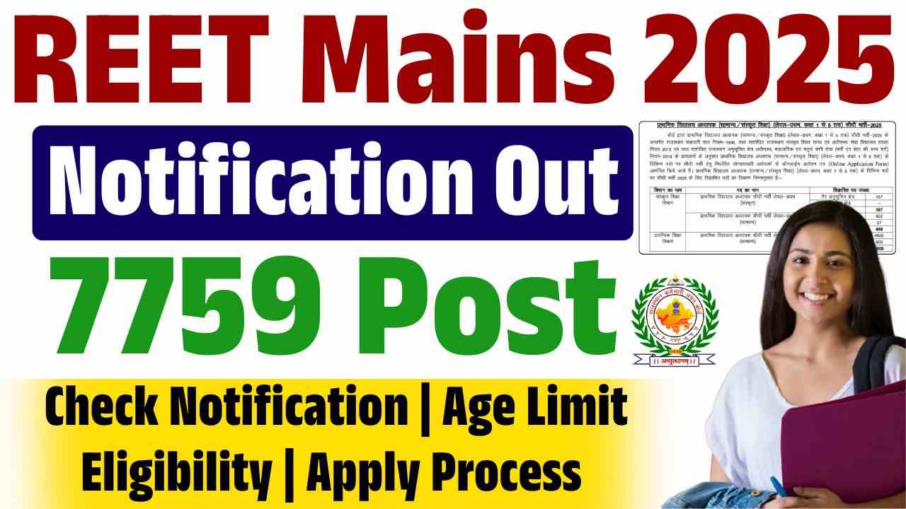 REET Mains Notification 2025: 7759 Vacancies For Level 1 & 2 Teachers ...