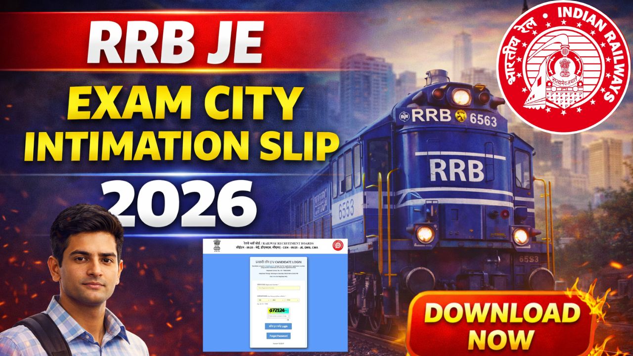 RRB JE Exam City Intimation Slip 2026: Download Now RRB JE CBT 1 Admit ...