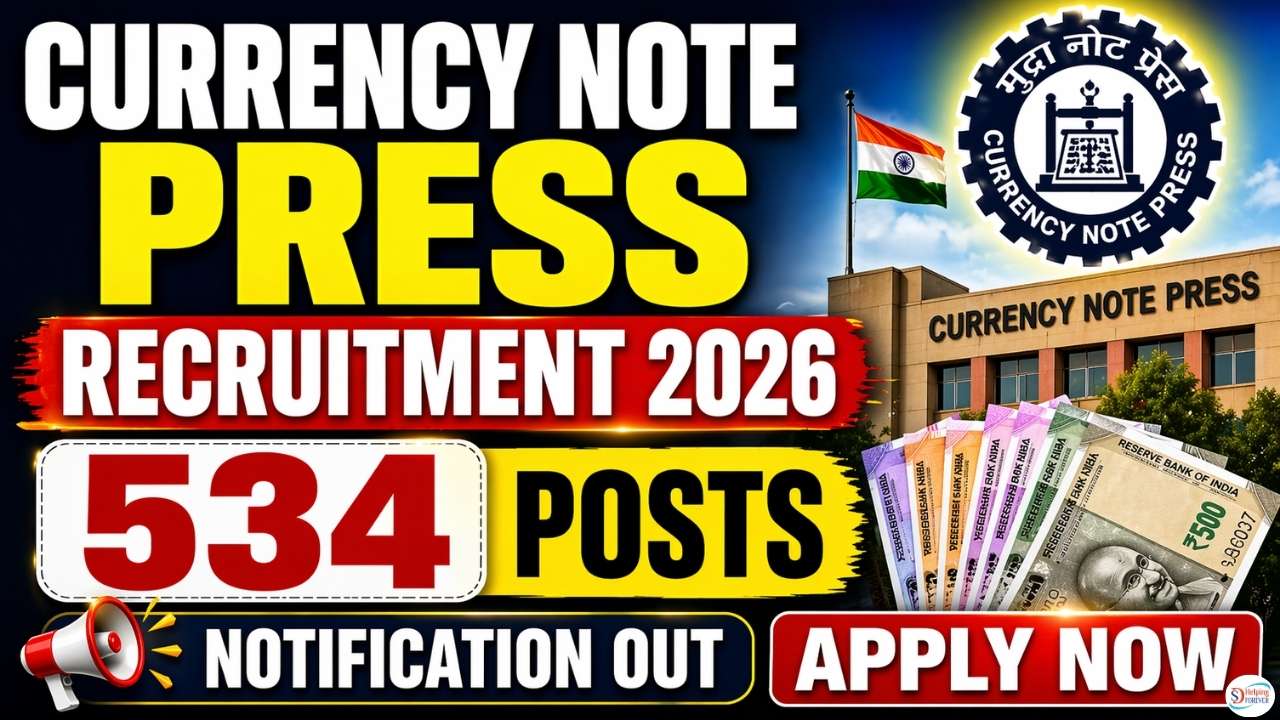Currency Note Press Recruitment 2026: For 534 Junior Technician ...